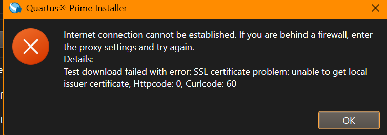 Installer cannot establish connection with SSL error | Altera Community ...