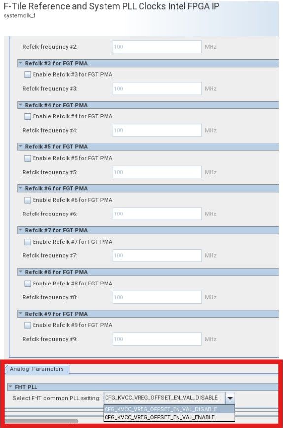 What's the definition of the "Select FHT common PLL settings" parameter ...